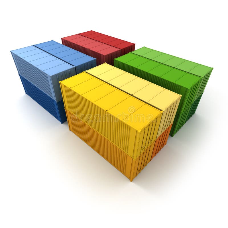 Four Blocks of Cargo Containers Stock Illustration - Illustration of ...