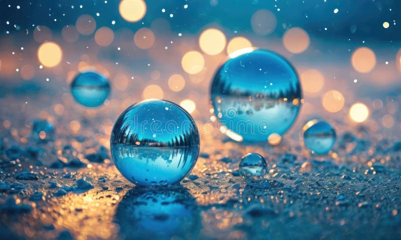 Four Blue Balls are Sitting on a Surface, Reflecting the Light in ...