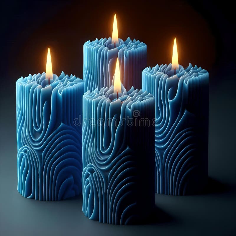 Four blue candles stock illustration. Illustration of night - 321996075