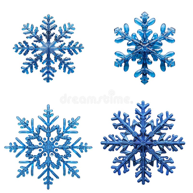 Four Blue Crystal Snowflakes on a White Background Stock Image ...