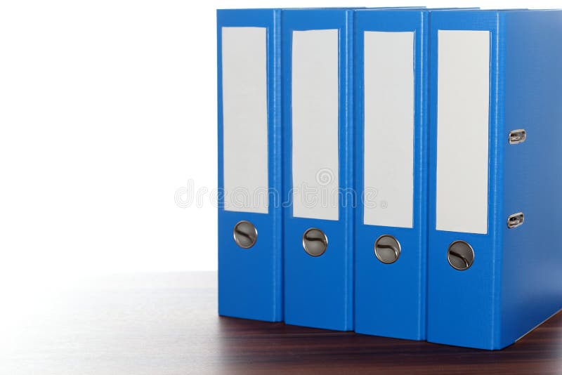 Four blue file folders stock image. Image of binder - 123715595