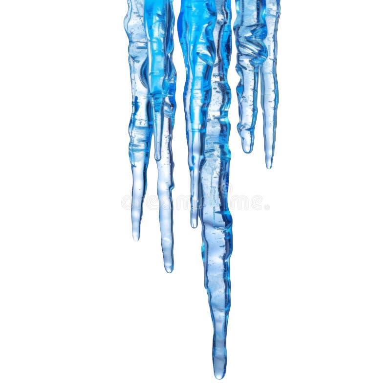 Four Blue Icicles Hanging Against a Black Background Stock Image ...