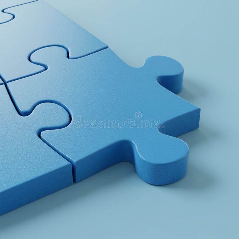 Four Blue Interlocking Puzzle Pieces on a Light Blue Background. the ...