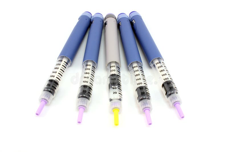 Blue insulin syringe pen stock photo. Image of insulin - 49966312