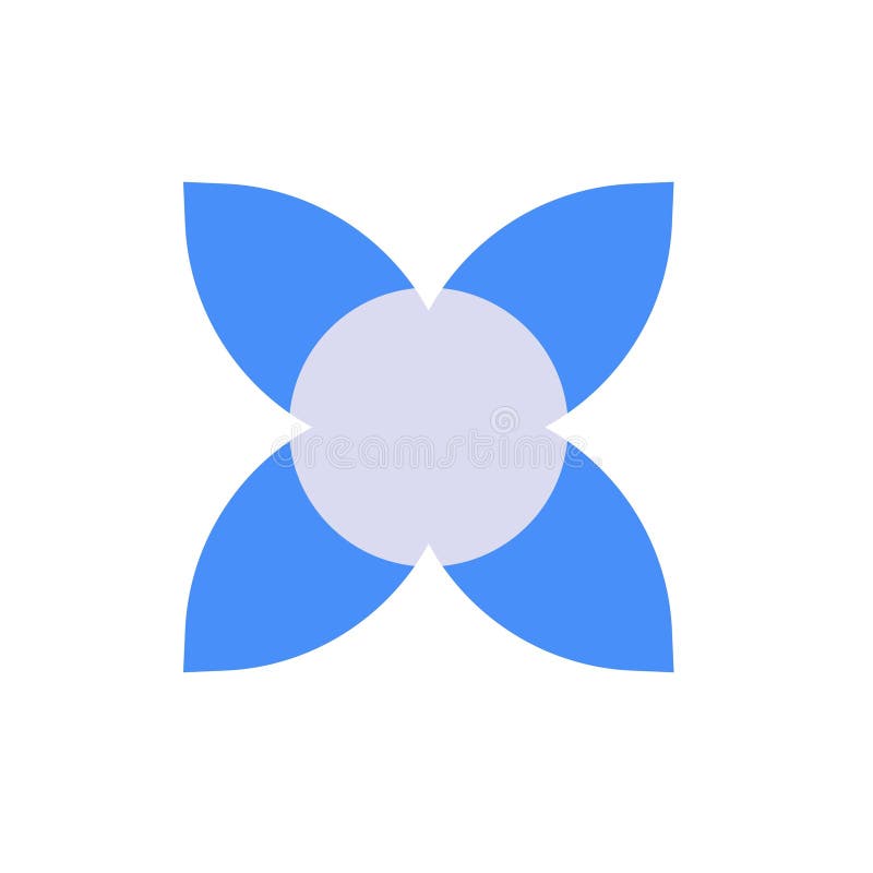 Four Blue Petals Forming an Abstract Flower Shape with Central Circular ...