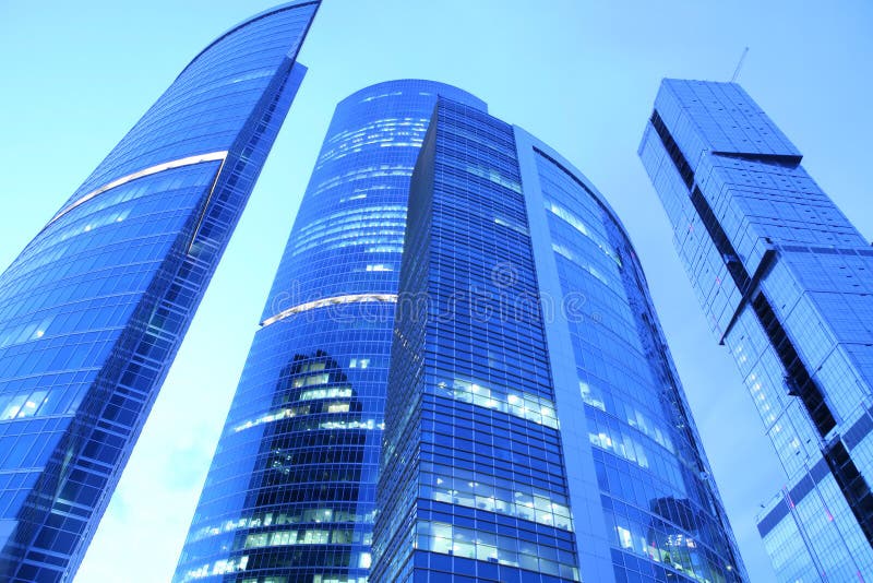 Blue Skyscrapers Business Centre In Moscow Stock Image - Image of ...