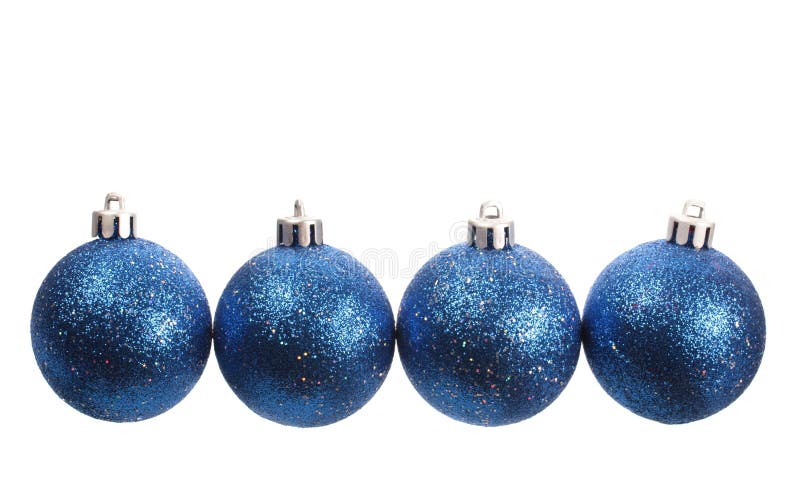 Four Blue Spangled Christmas Balls Stock Photo - Image of merry, bright ...