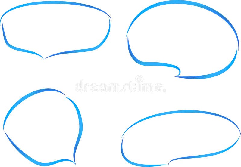 Blue Colorful Watercolor Childish Style Speech Bubbles Set Stock Vector ...