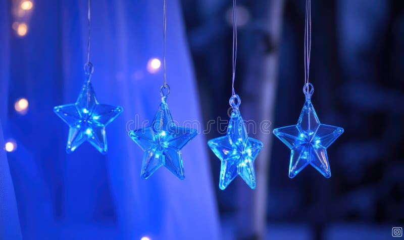 Four Blue Stars Hanging from the Ceiling Stock Illustration ...