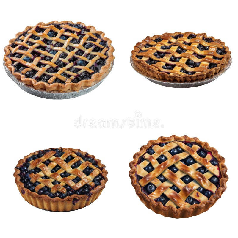 Four Blueberry Pies with Lattice Crusts Stock Image - Illustration of ...