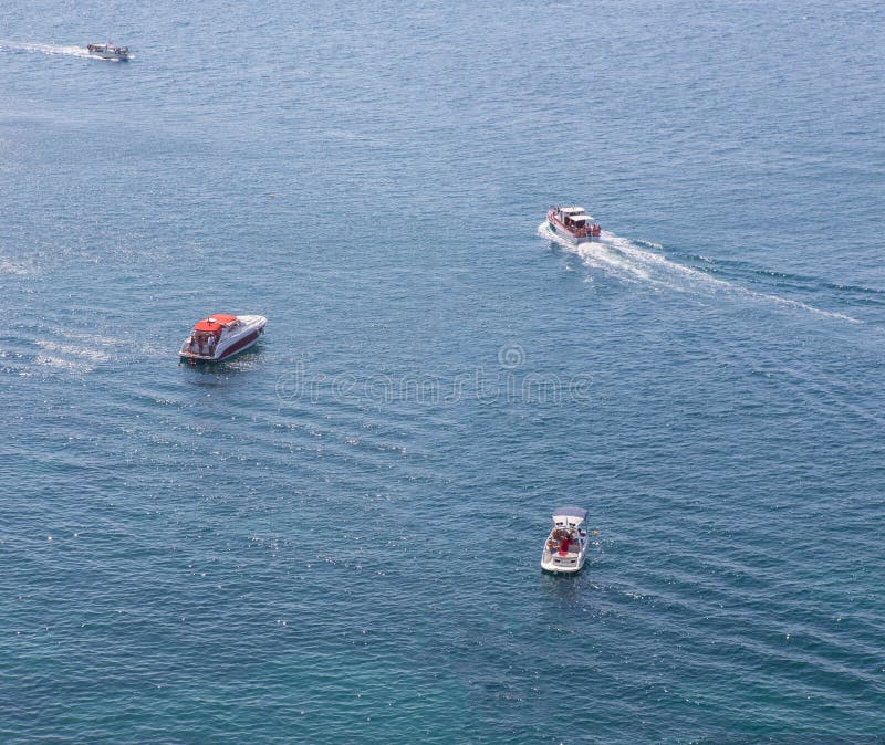 Four Boats Move Across the Sea Stock Image - Image of nature, summer ...