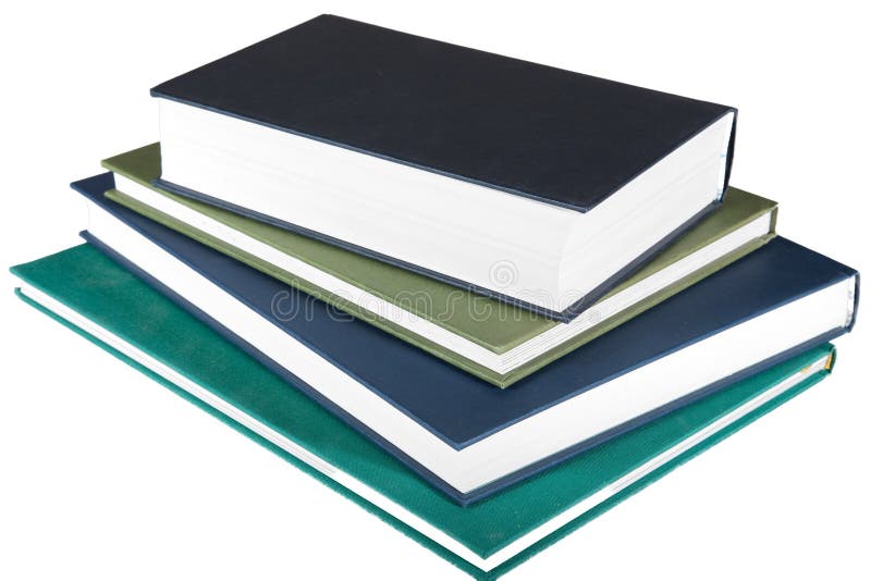 Four books stacked on desk stock photo. Image of bookcase - 284877872