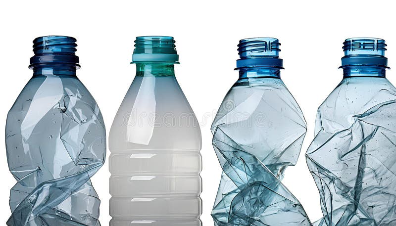 Four Bottles of Water are Shown, One of Which is Broken Stock ...