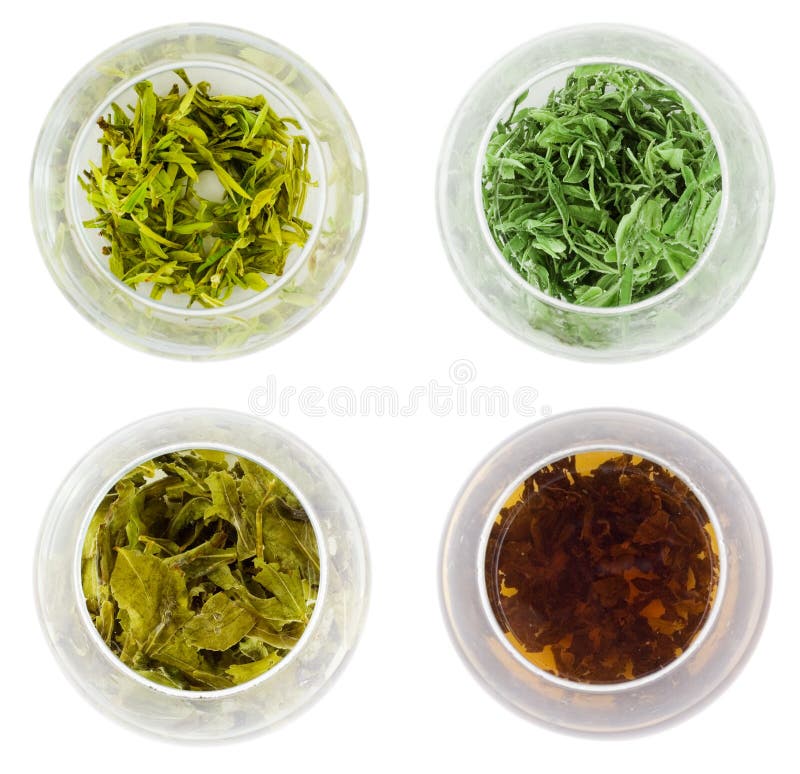 Four bowls of green tea stock image. Image of heat, simplicity - 3037531