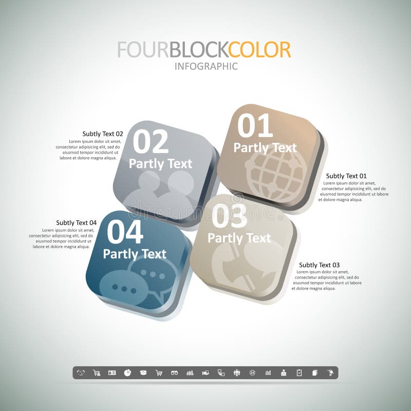 Four Box Color Infographic stock vector. Illustration of shape - 43011273