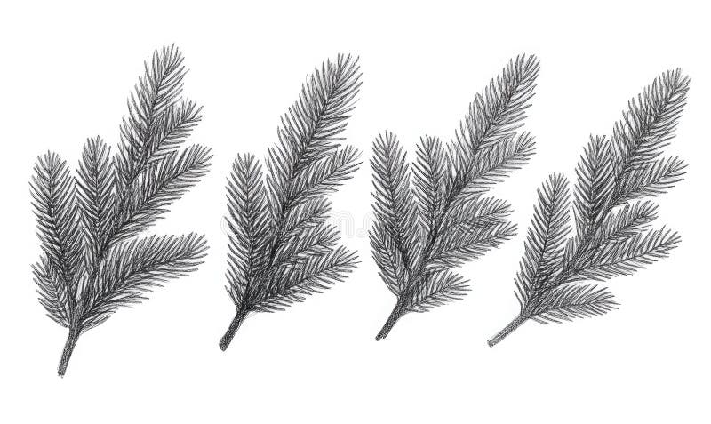 Four Branches of a Tree are Shown in Black and White Stock Photo ...