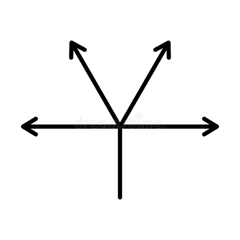 Four Branching Arrow Icon in Linear Style. Stock Vector - Illustration ...