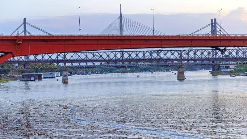 Four Bridges Sava River stock image. Image of structure - 255364049