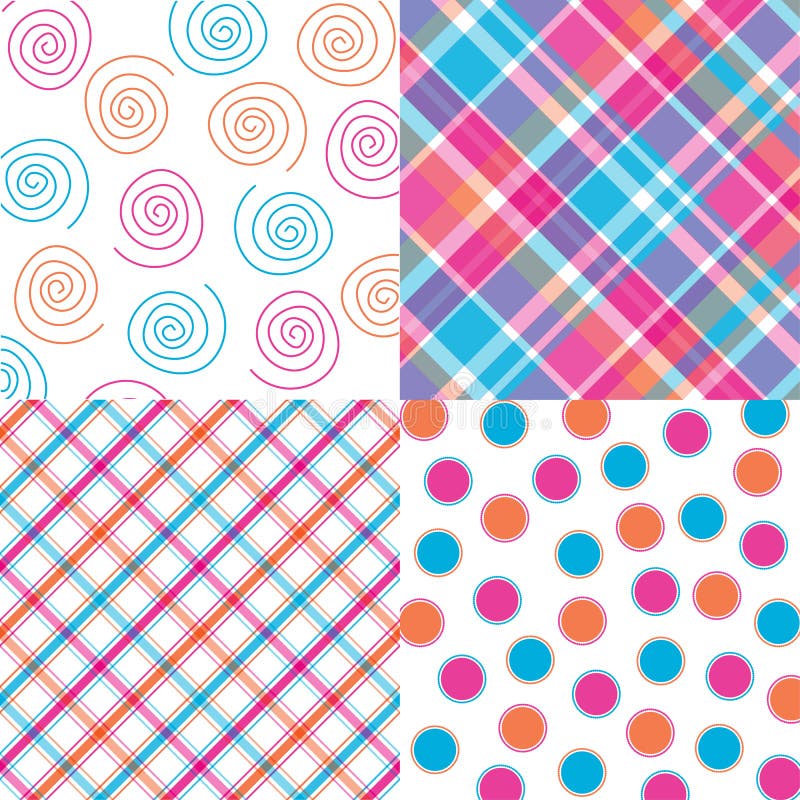 Four Bright Patterns stock vector. Illustration of plaid - 4263441
