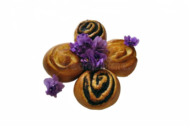 Four buns stock photo. Image of plant, poppy, baking - 14192942