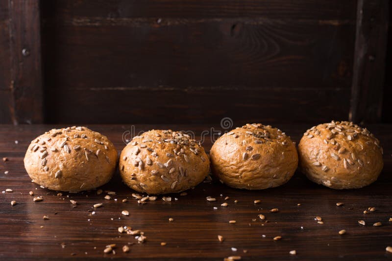 Four Buns Bread Closeup stock image. Image of crust, wheat - 34452081