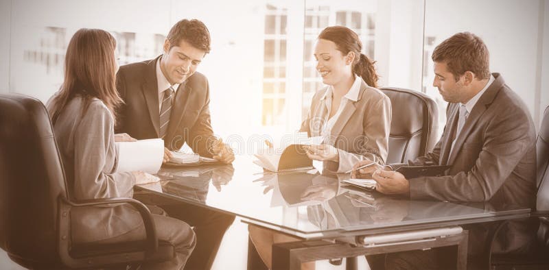 Four Business People during a Meeting Stock Photo - Image of close ...
