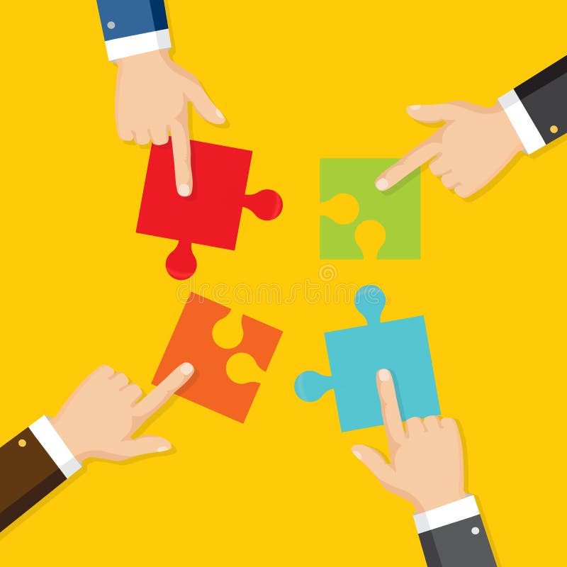 Business Teamwork Concept. Four Businessman Connecting Puzzle. Stock ...