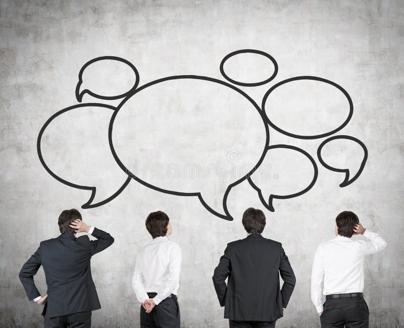 Four businessman thinking stock photo. Image of handsome - 48874992