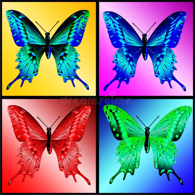 Four butterflies stock vector. Illustration of background - 7988813