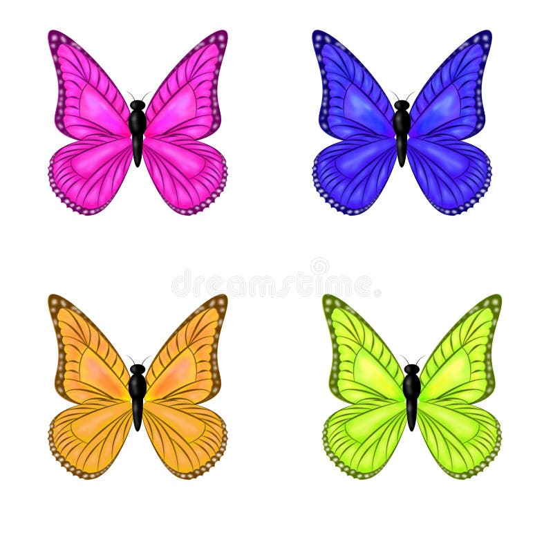 Four butterflies stock illustration. Illustration of beauty - 37423645