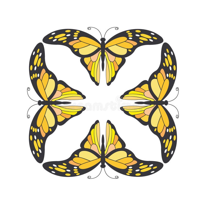 Four Butterfly Pattern or Design Stock Vector - Illustration of pattern ...