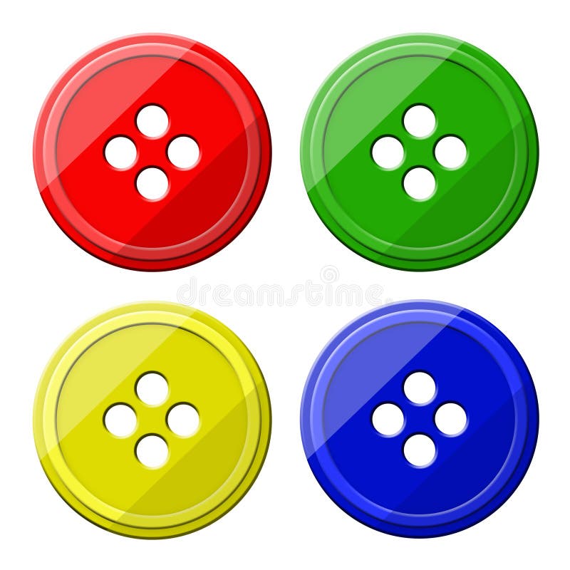 Four Buttons for Clothes on a White Background Stock Illustration ...