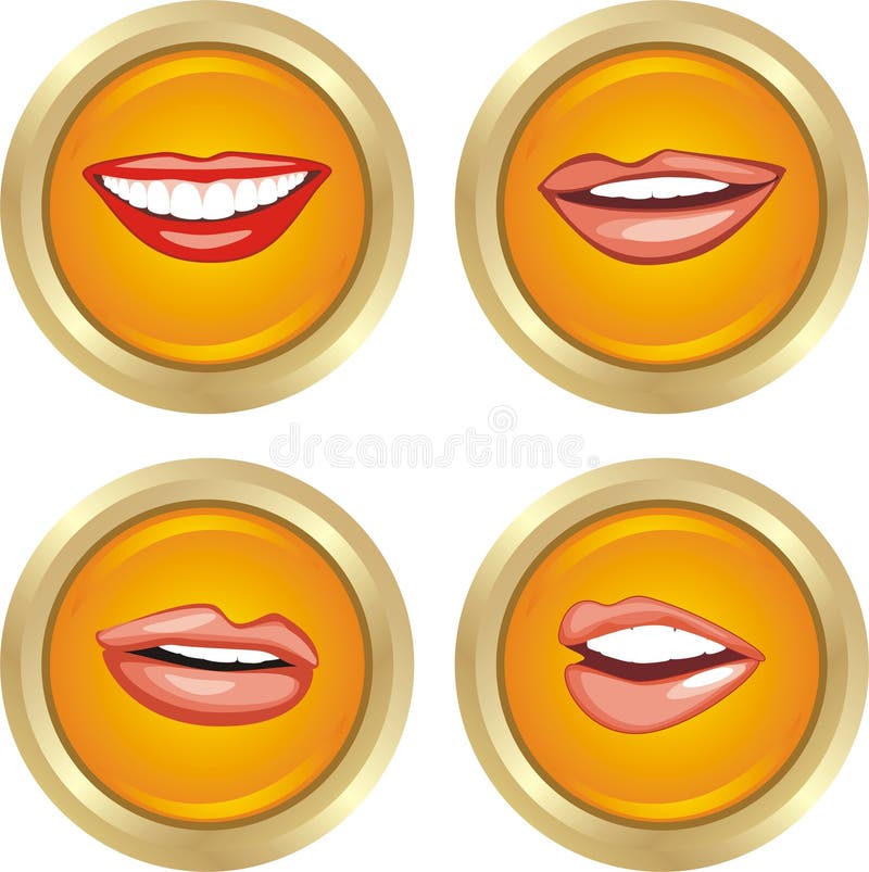 Four Buttons with Female Smiles Stock Vector - Illustration of design ...