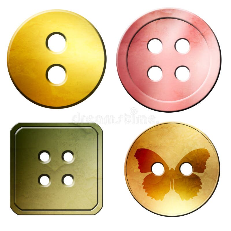 Four Buttons Isolated On White Picture. Image: 17608356