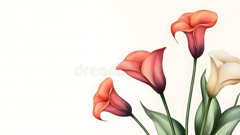 Four Calla Lilies with White Background. Template for Quotes, and ...