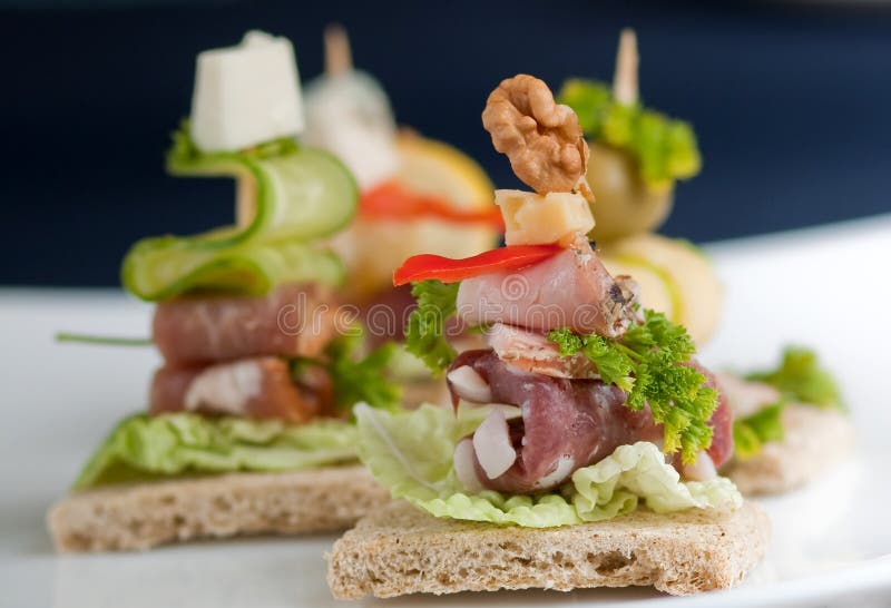 Ham canape stock photo. Image of pepper, meat, slice, appetizing - 4762972