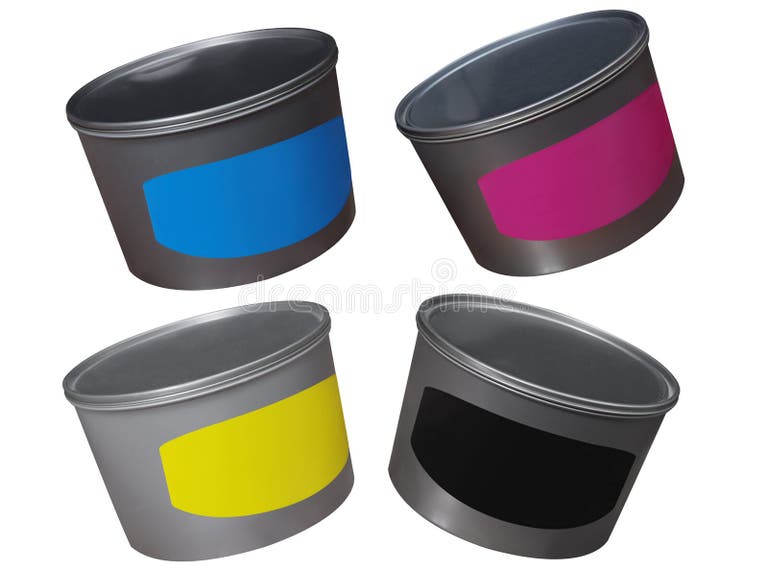 Four cans of paint stock photo. Image of cyan, abstract - 239148506