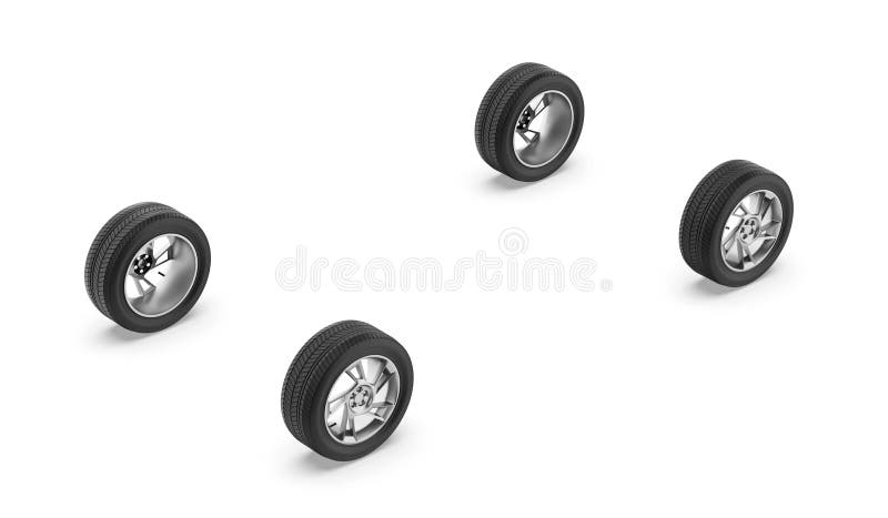 Four car wheels stock image. Illustration of rubber - 304773709