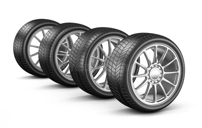 Four Car Wheels stock illustration. Illustration of alloy - 67911732