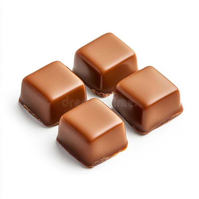 Four Caramel Squares Isolated on White Background Stock Illustration ...