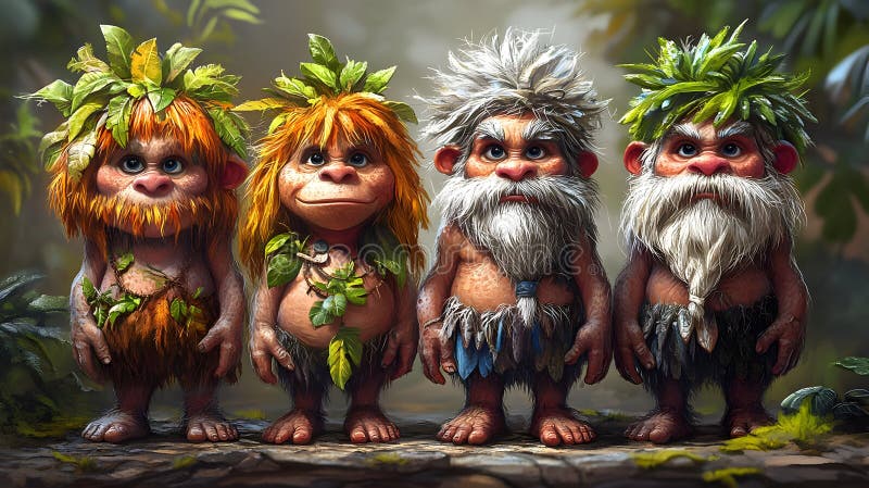 Four Cartoon Cavemen Illustration Stock Illustration - Illustration of ...