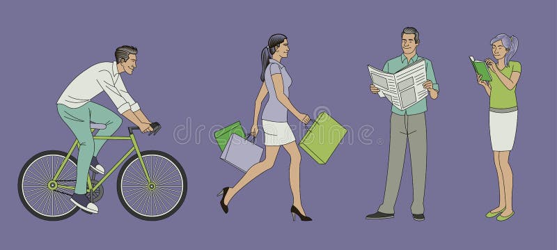 Four cartoon people. stock vector. Illustration of cartoon - 81928395