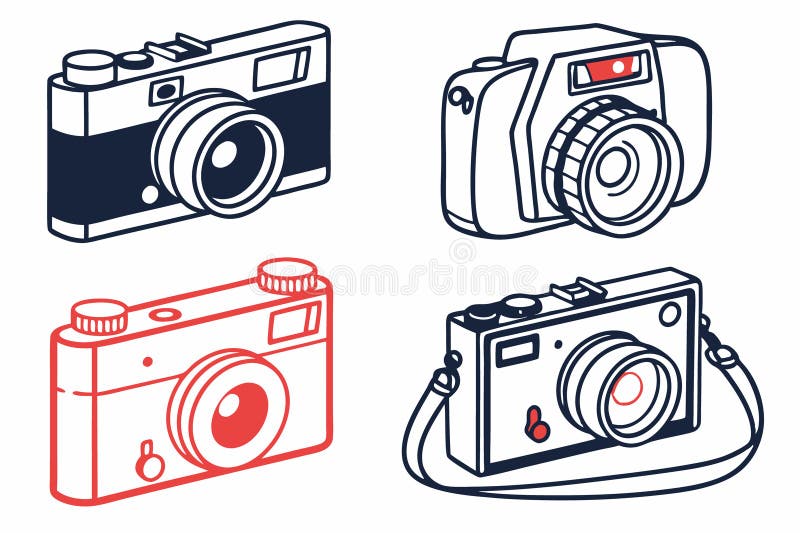 Four Cartoon-style Vector Illustrations of Cameras Stock Vector ...