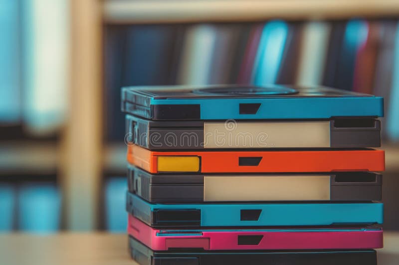 Four Cassette Tapes Stacked on a Table, Ready for Playback Stock Image ...