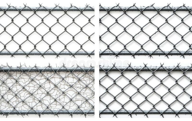 Chain Link Fence Variations on White Background for Security Concepts ...