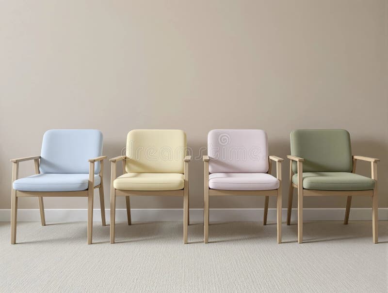 Four Chairs are Lined Up in a Row Stock Illustration - Illustration of ...