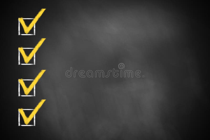 Four Checked Checkboxes on Chalkboard Stock Image - Image of guarantee ...