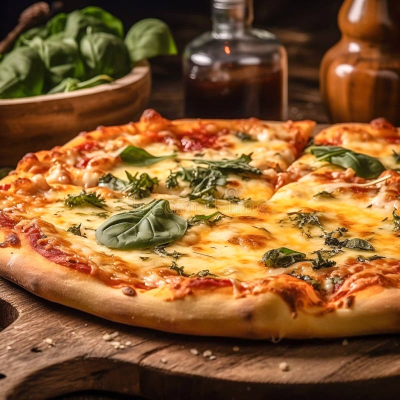 Four Cheese Pizza Slice and 4 Types of Cheese Ingredients in Hand Drawn ...