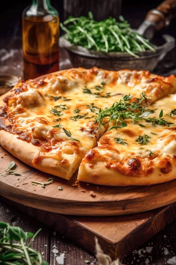 Four Cheese Pizza Close Up. Generative Ai Stock Illustration ...