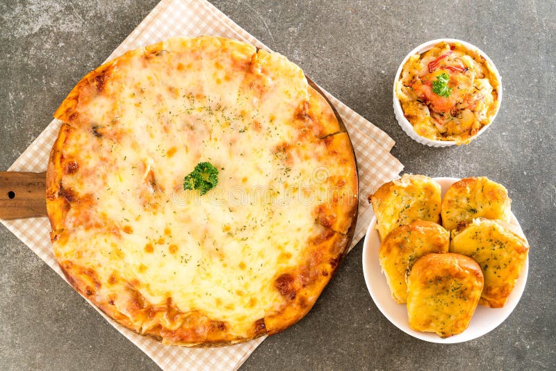 Four cheese pizza stock photo. Image of italian, tomato - 104723942